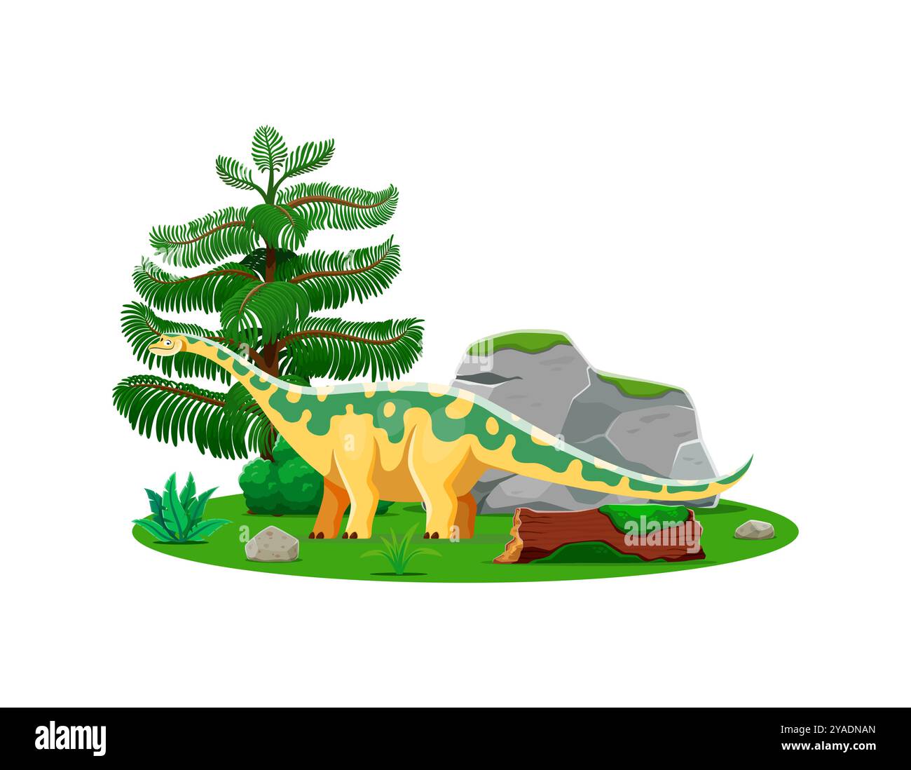 Cute opisthocoelicaudia prehistoric dinosaur character. Jurassic dino ...