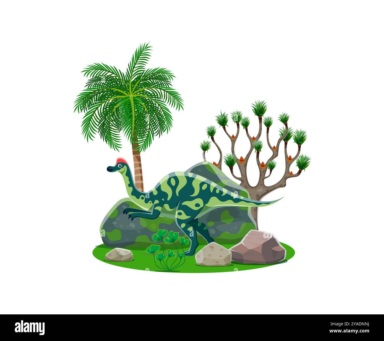 Cartoon dinosaur or prehistoric lizard Hypacrosaurus character, vector ...