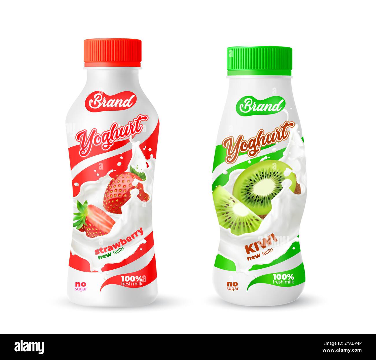 Strawberry falling in yogurt Stock Vector Images - Alamy