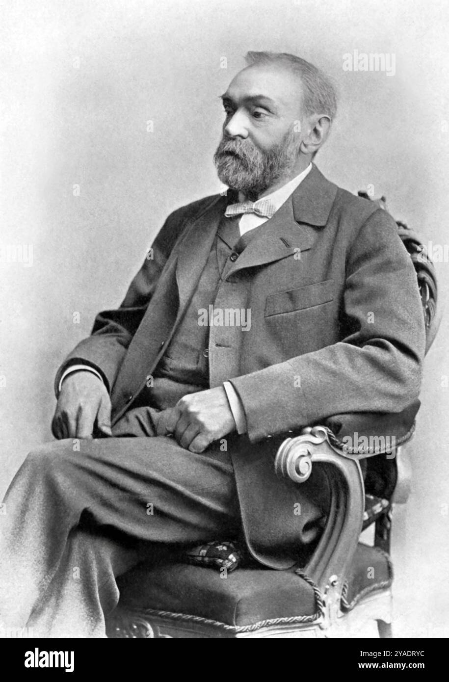 Portrait of Swedish chemist and inventor Alfred Nobel, seated - by ...