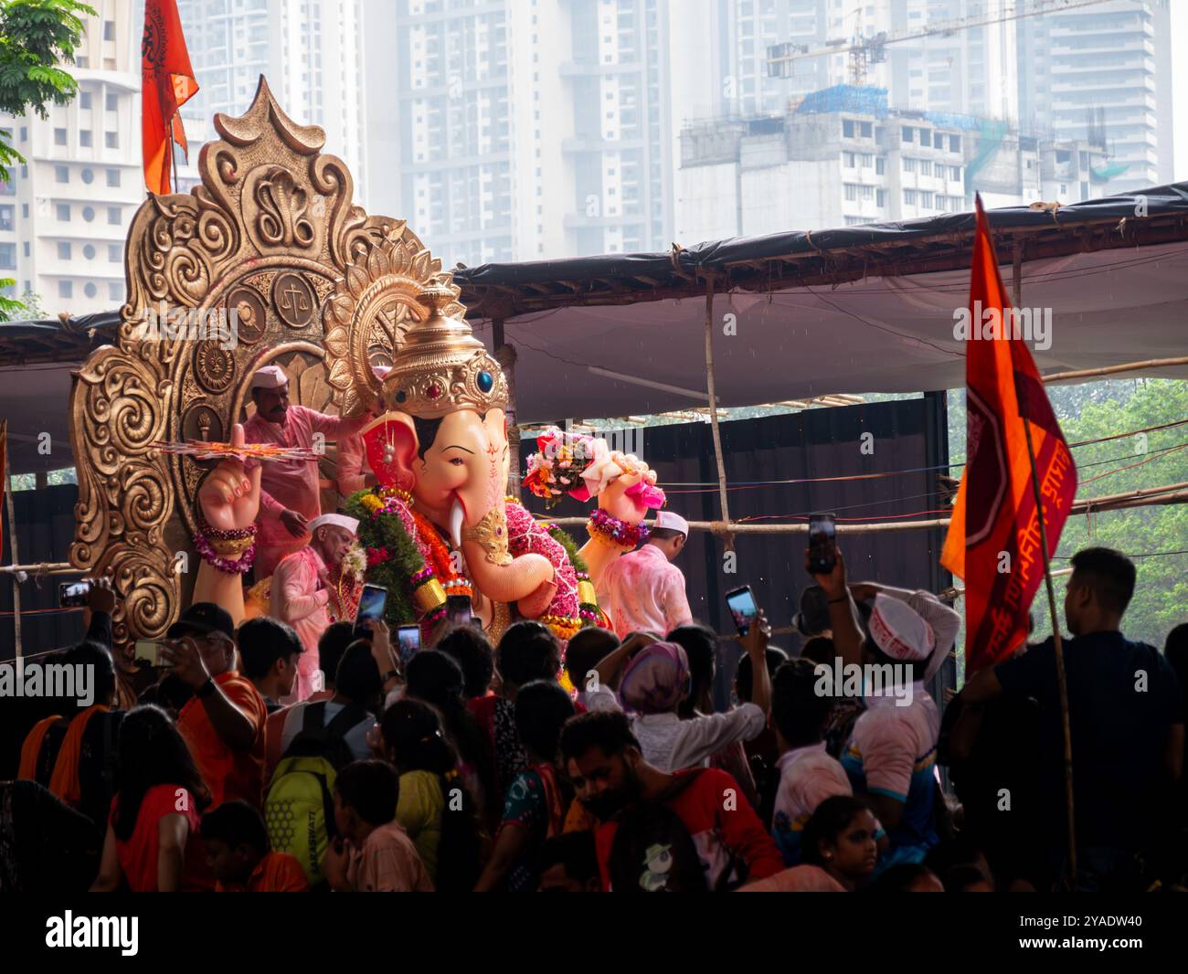 MUMBAI, INDIA - Sept 28, 2023 : Thousands of devotees bid adieu to ...