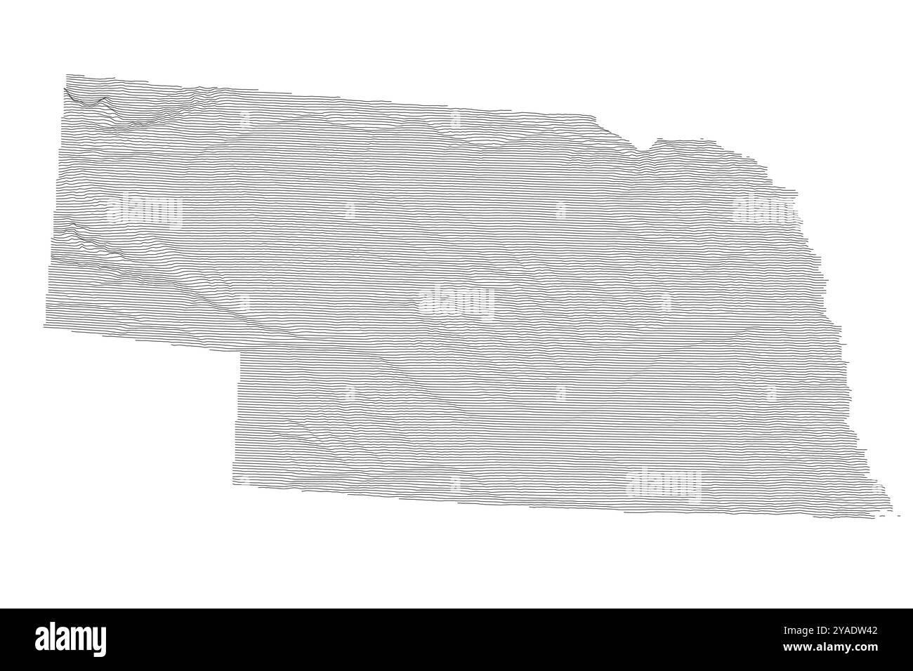 Nebraska ridgeline map depicting gradual elevation rise from east to ...