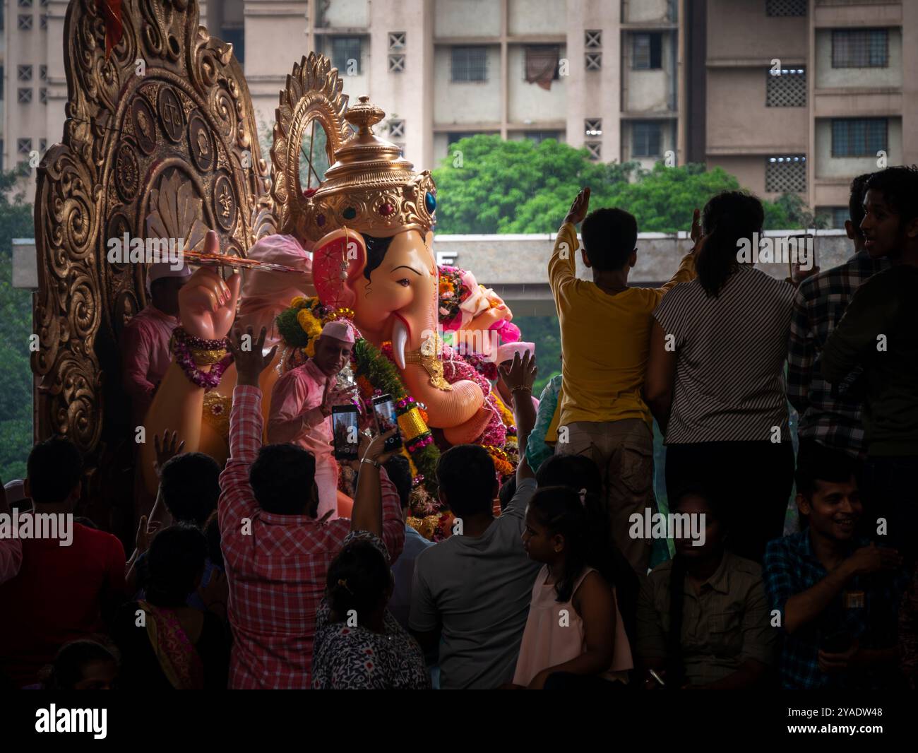 MUMBAI, INDIA - Sept 28, 2023 : Thousands of devotees bid adieu to ...