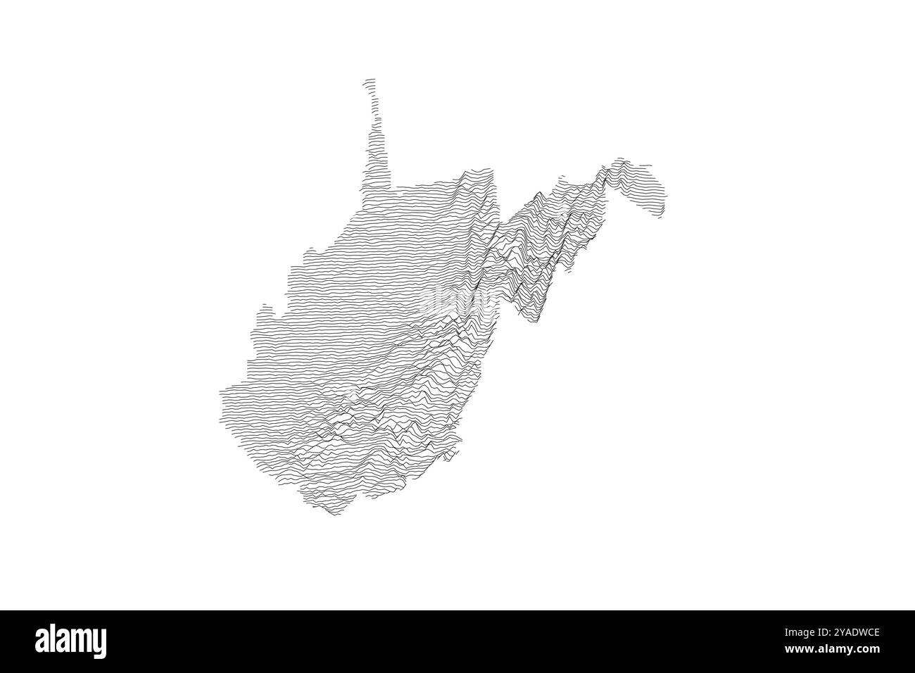 West Virginia ridgeline map depicting rugged topography of the ...