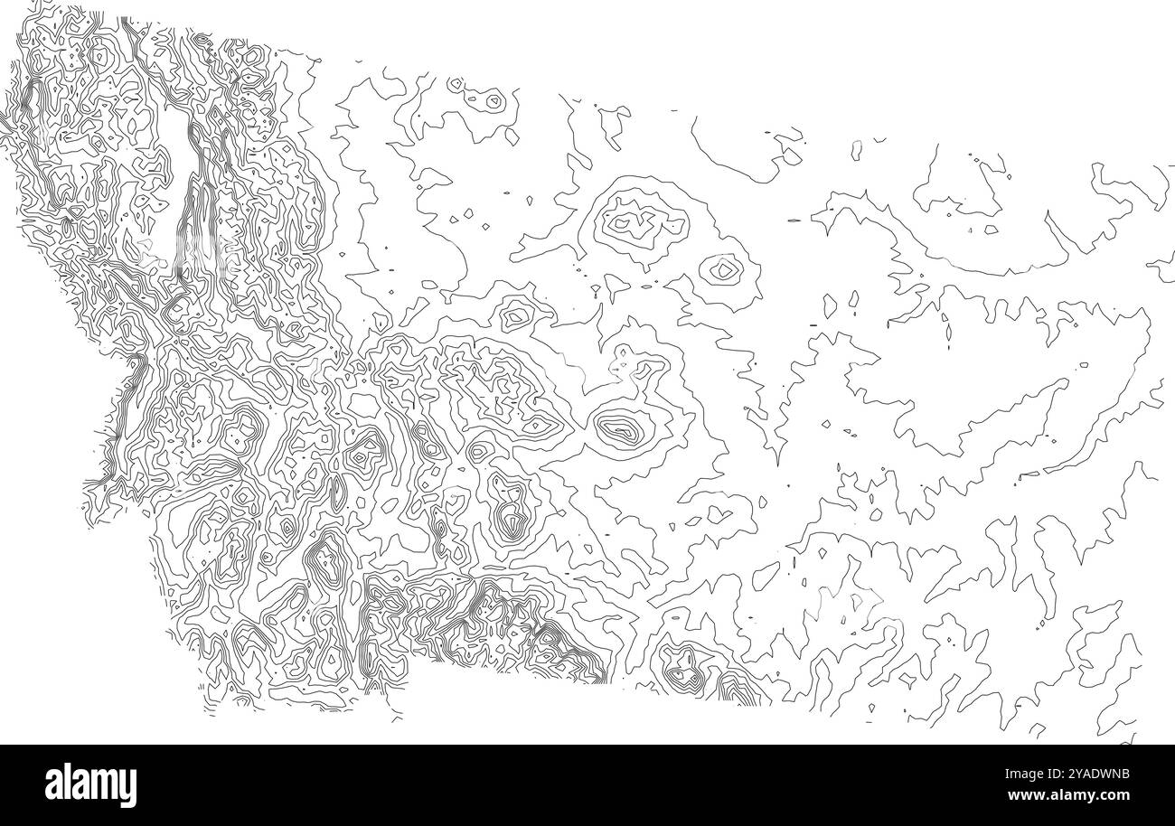 Detailed contour map of Montana state, showcasing its dramatic ...