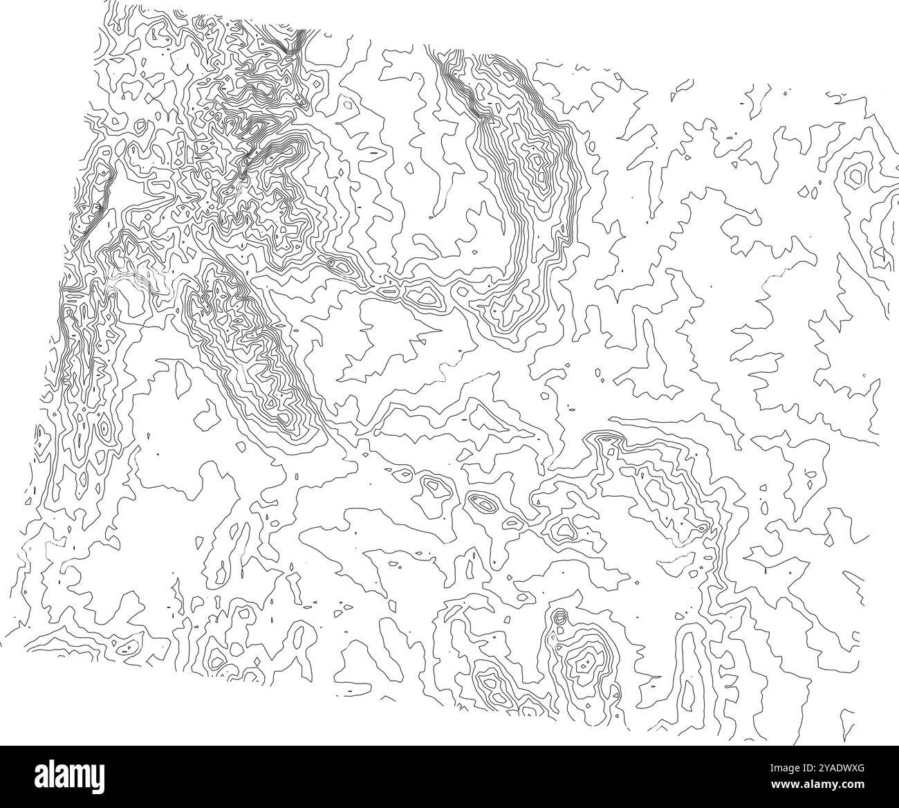 Comprehensive contour map of Wyoming state, illustrating its diverse topography from plains to ...