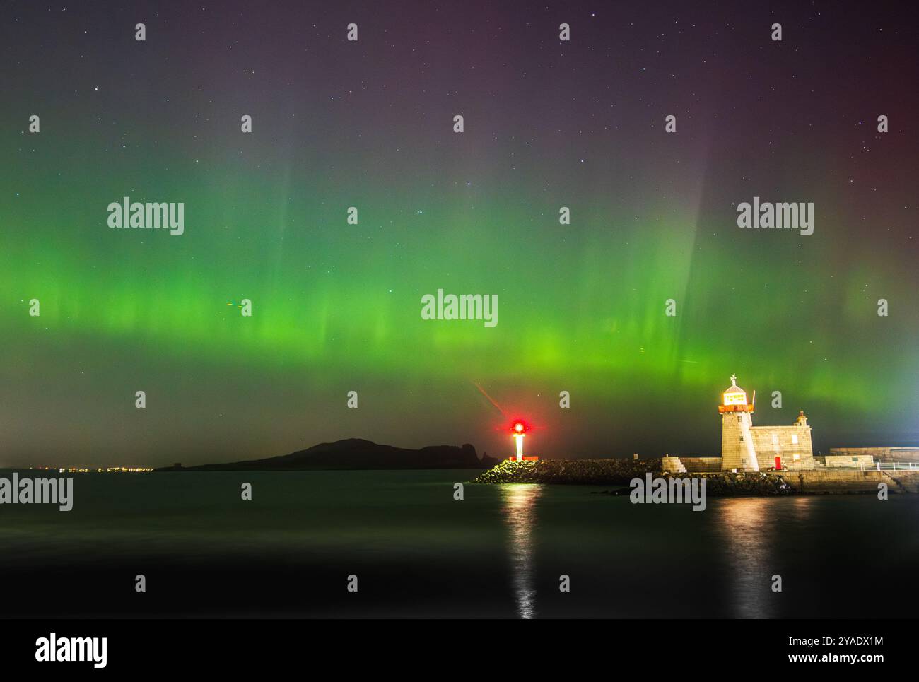 Bright aurora borealis display over Howth Harbour from the G4 ...