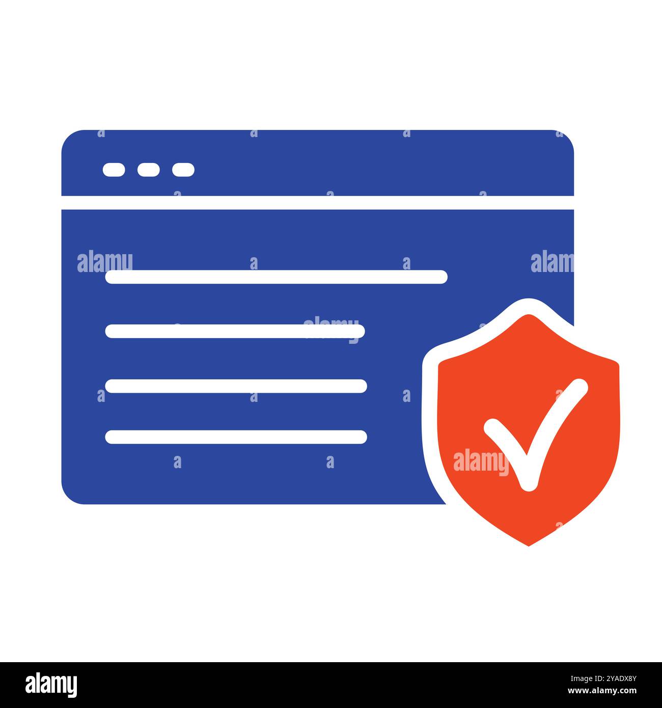 Internet safety vector icon. Web page with protection shield. Security ...