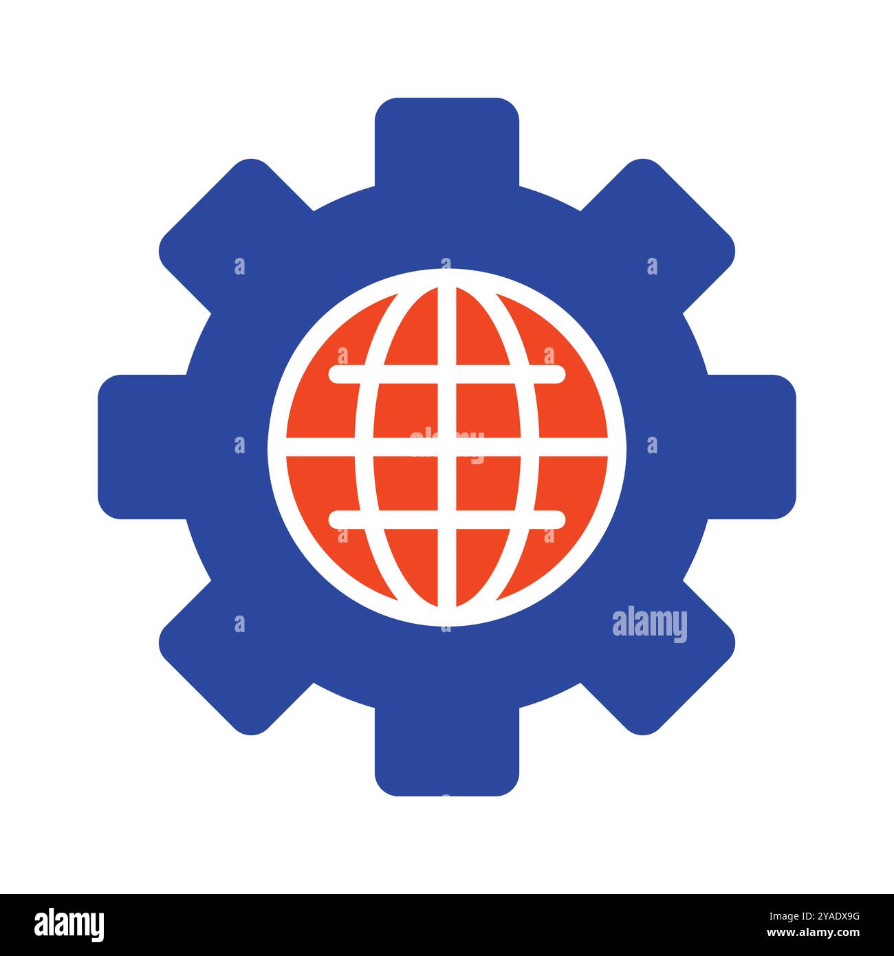 Globe with gears vector icon. World mechanism symbol. Global ...