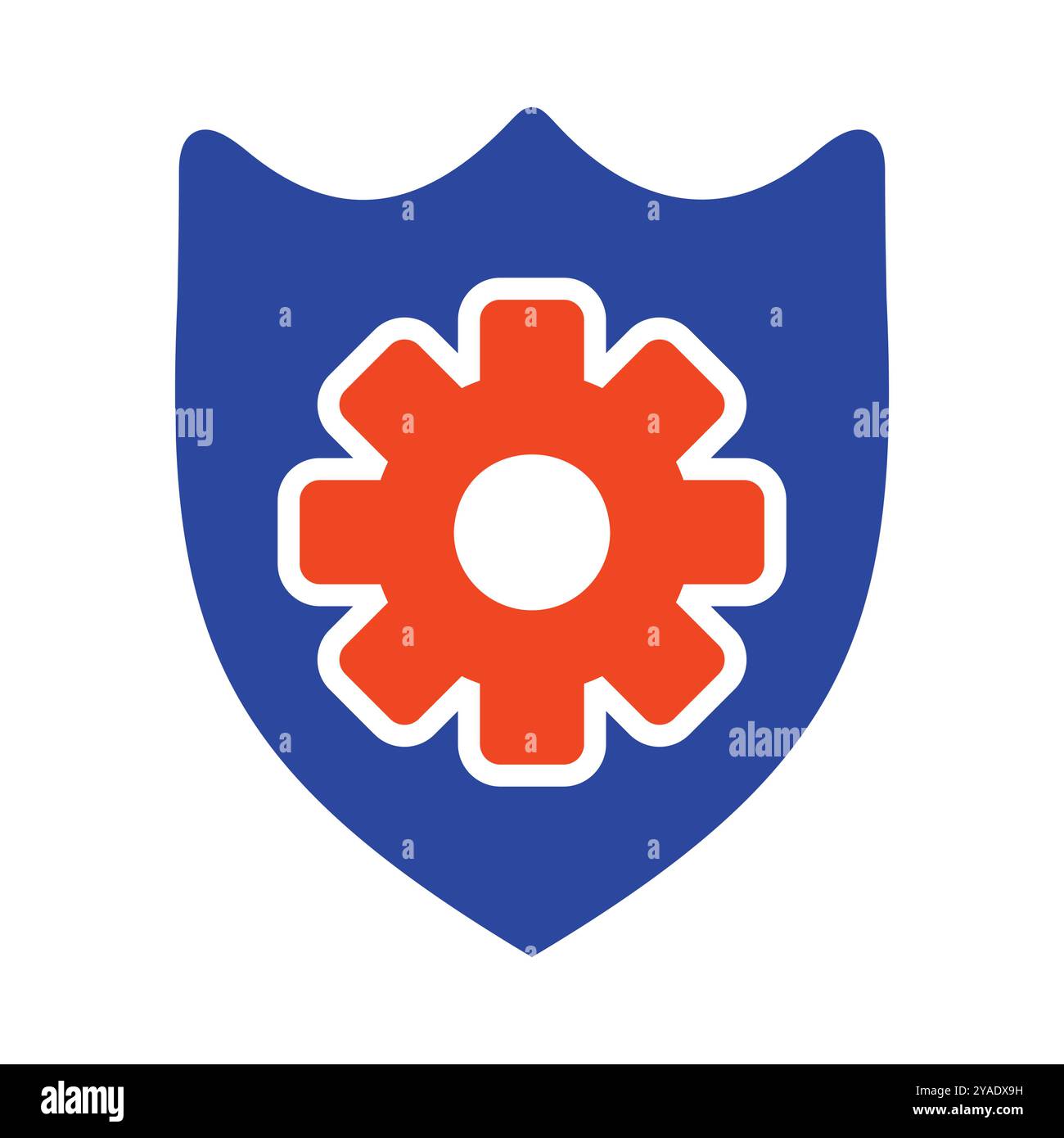 Shield with gear vector icon. Shield protection symbol. Security sign ...