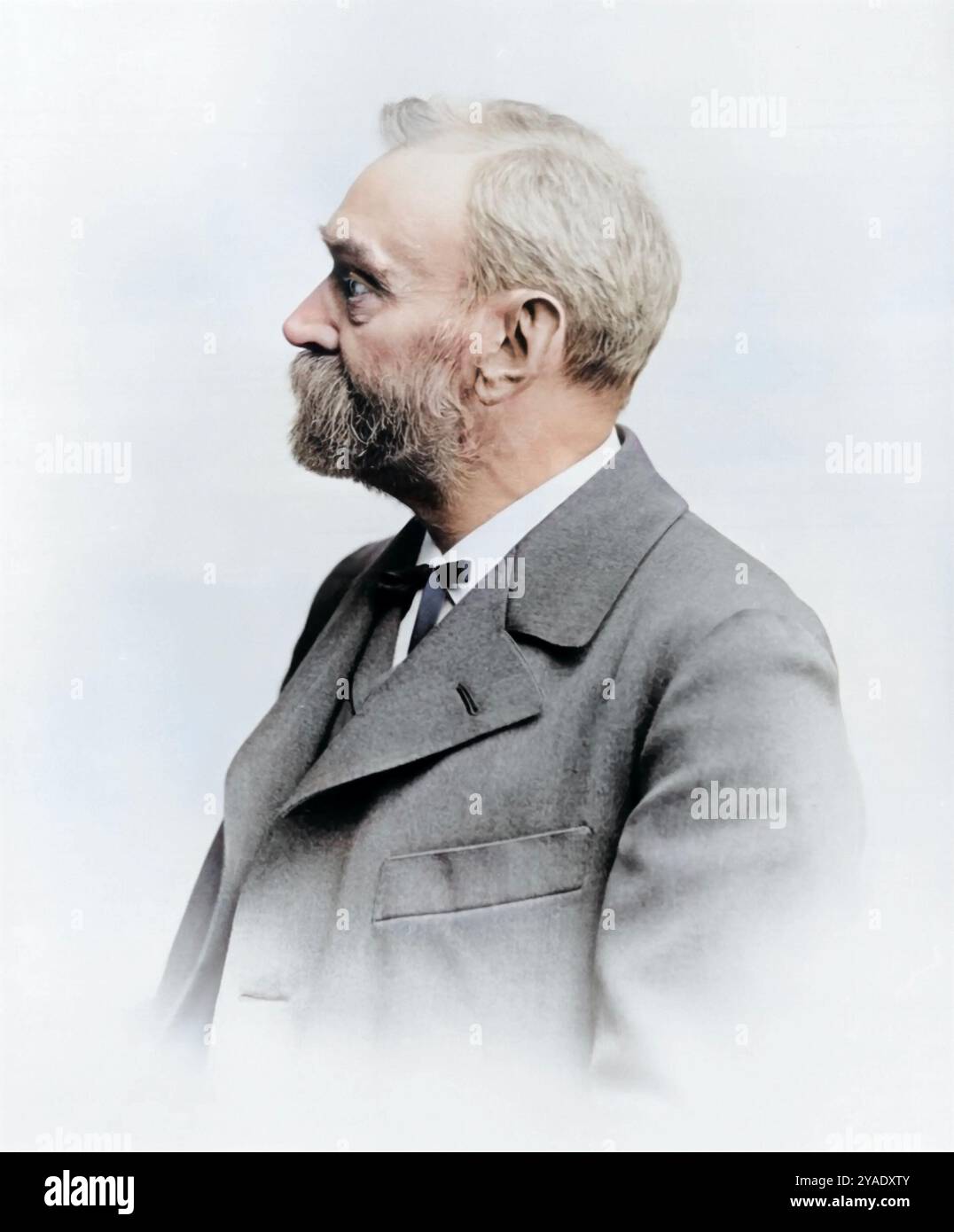 Profile portrait of Alfred Nobel, used on the Gold Nobel Prize medal ...