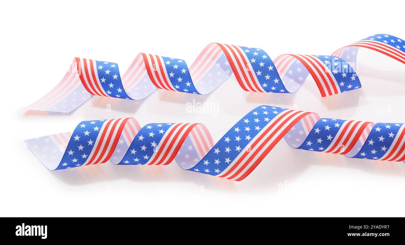 Ribbons in colors of American flag on white background Stock Photo - Alamy
