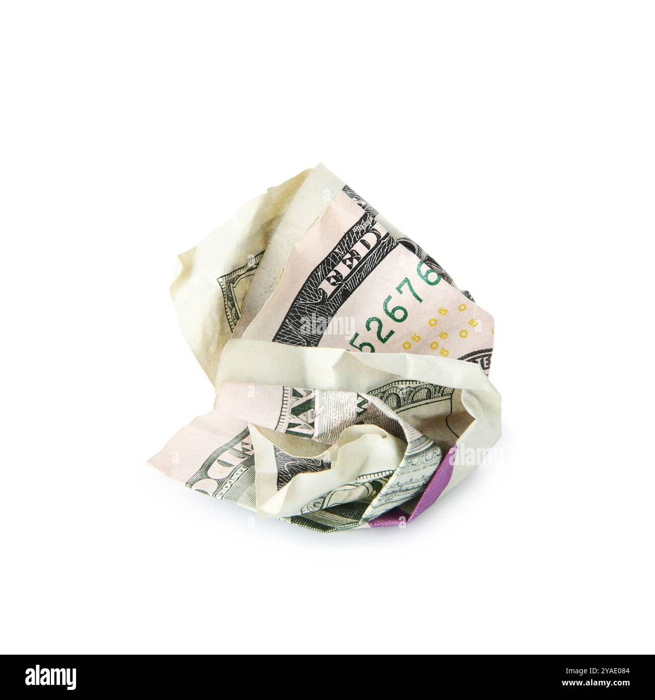 One crumpled dollar banknote isolated on white Stock Photo - Alamy