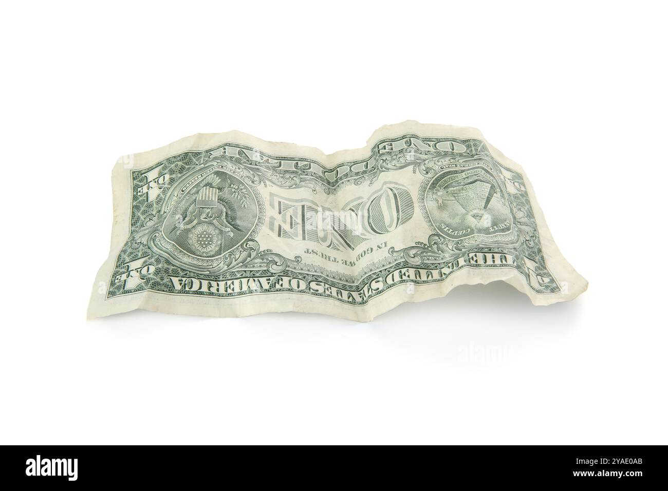 One crumpled dollar banknote isolated on white Stock Photo - Alamy