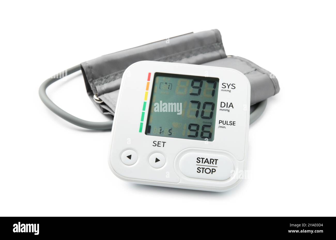 Blood pressure measuring device isolated on white Stock Photo - Alamy