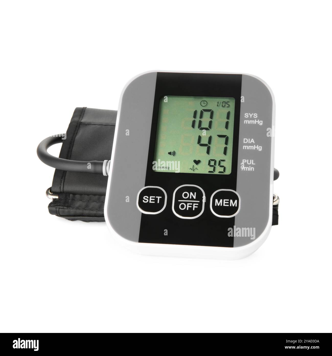 Blood pressure measuring device isolated on white Stock Photo - Alamy