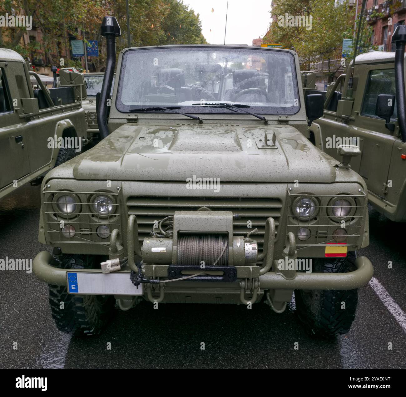 khaki colored military vehicle of the Spanish army Stock Photo - Alamy