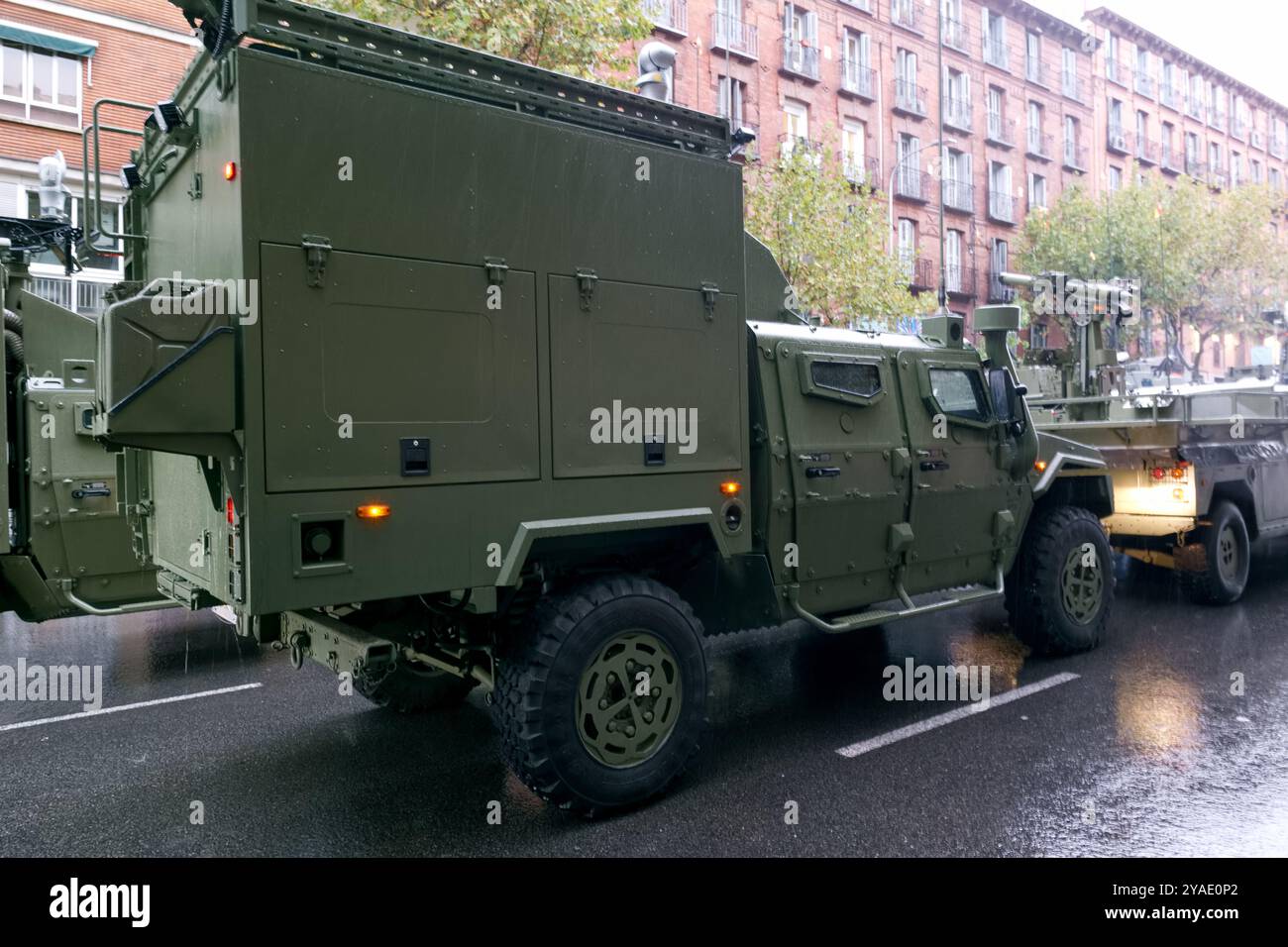 khaki colored military vehicle of the Spanish army Stock Photo - Alamy