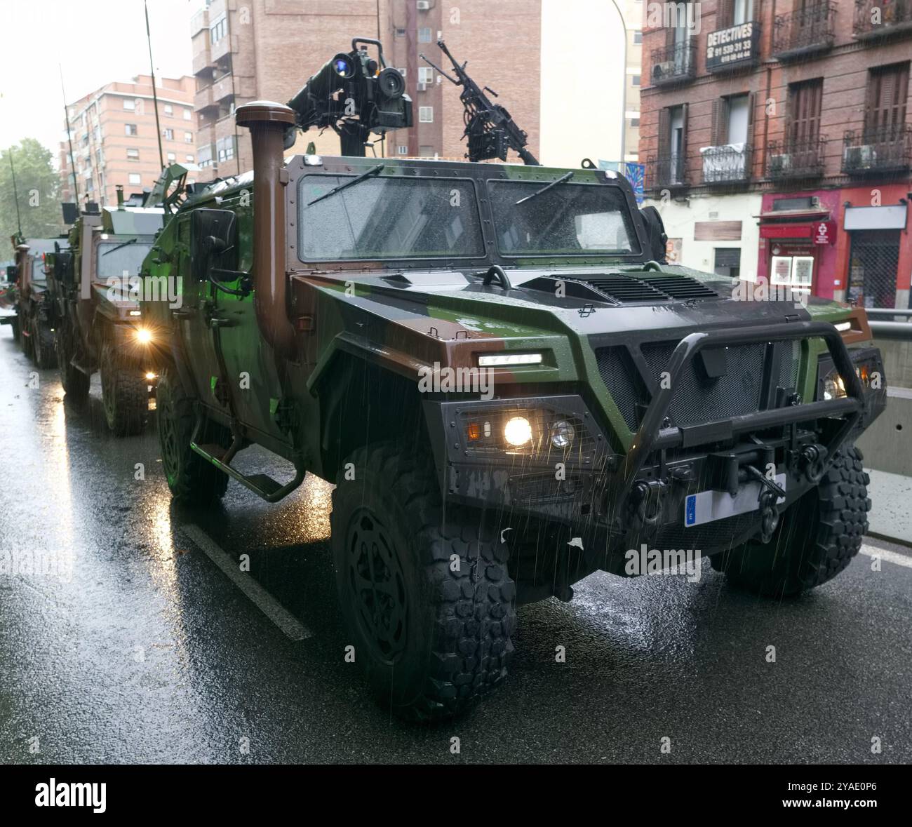 khaki colored military vehicle of the Spanish army Stock Photo - Alamy