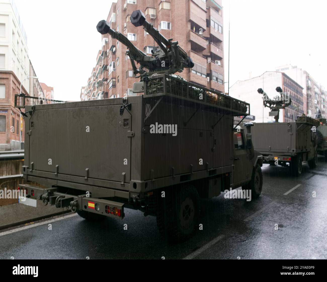 khaki colored military vehicle of the Spanish army Stock Photo - Alamy