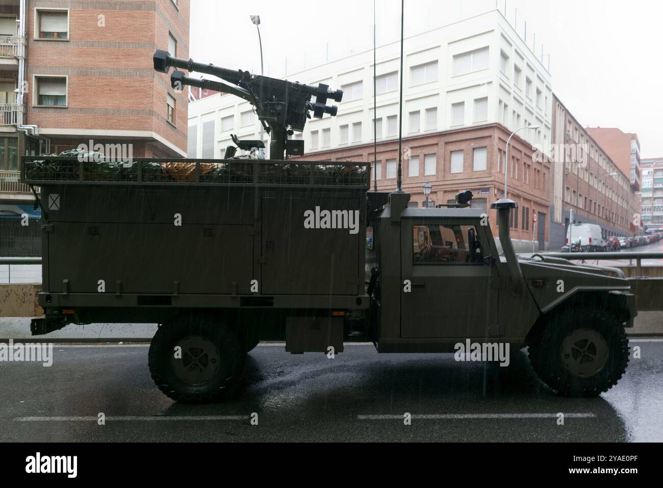 khaki colored military vehicle of the Spanish army Stock Photo - Alamy
