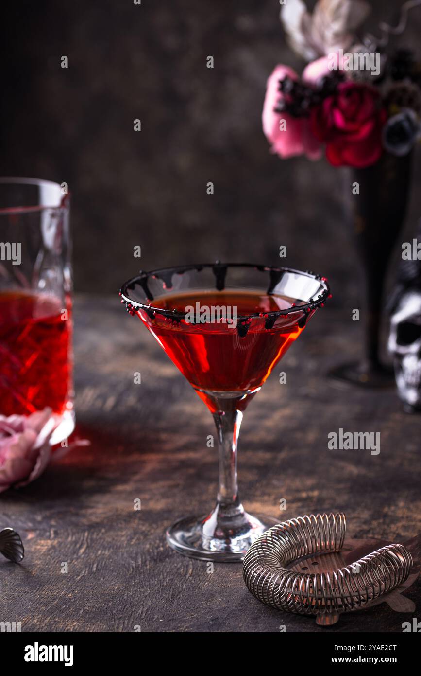 Spooky red Halloween monster cocktail Stock Photo - Alamy