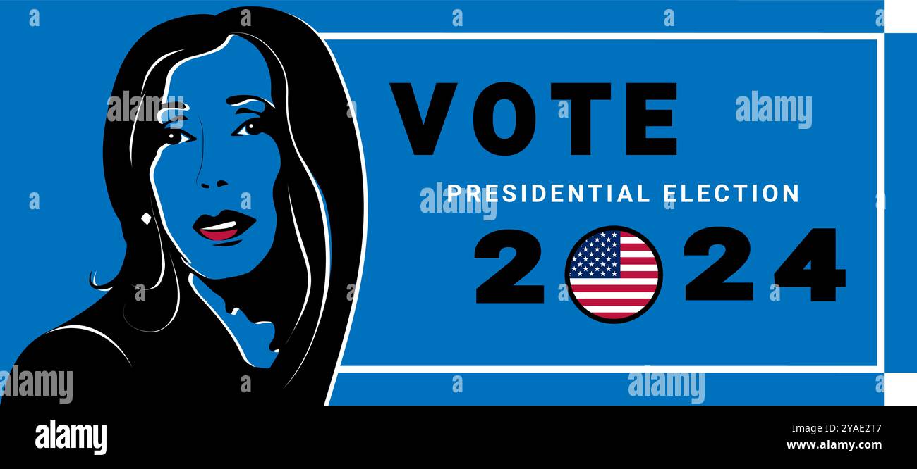 Kamala Harris 2024 Vote Presidential Election. Illustration of Democrat ...