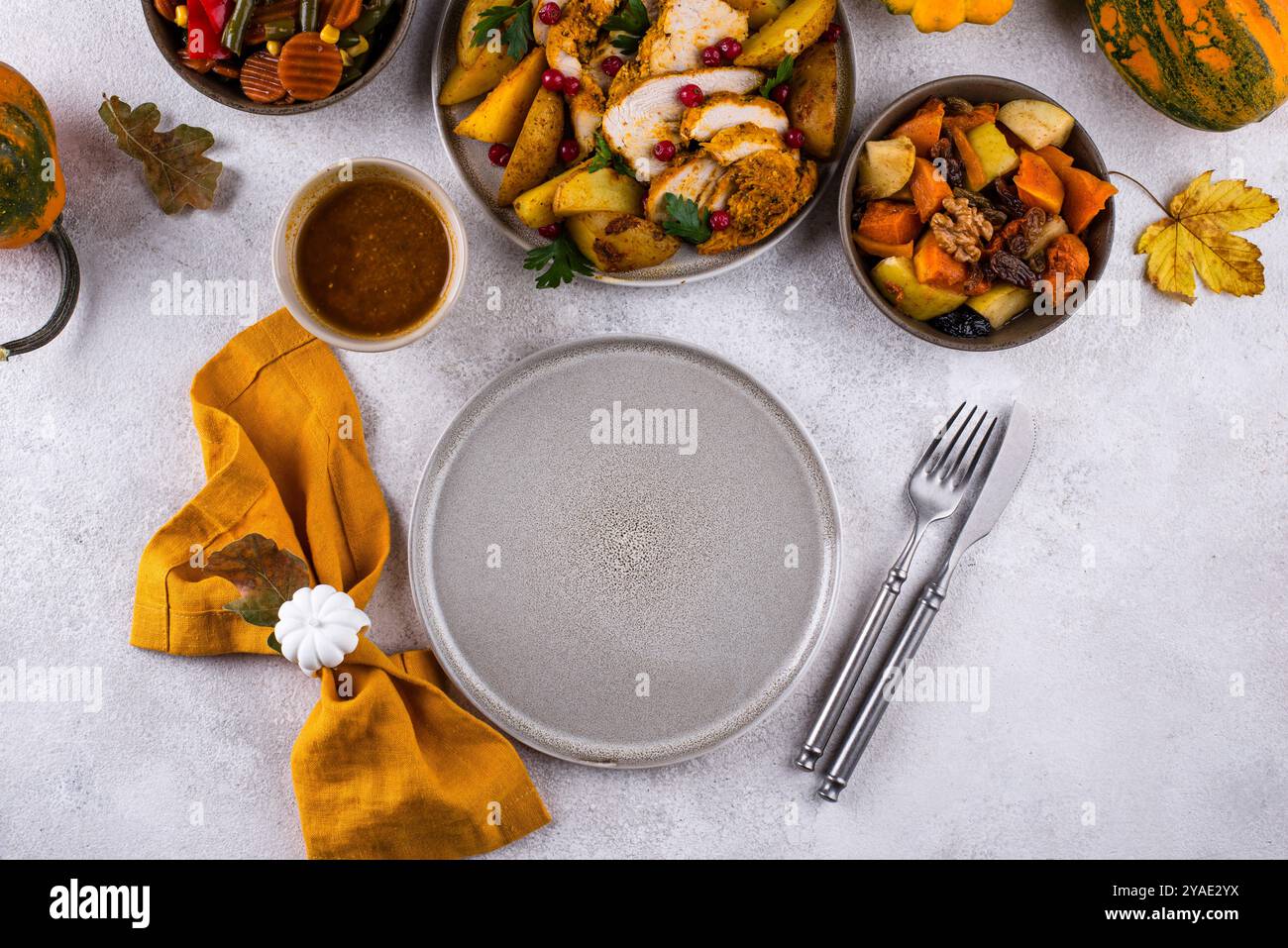 Traditional Thanksgiving day dinner with turkey Stock Photo - Alamy