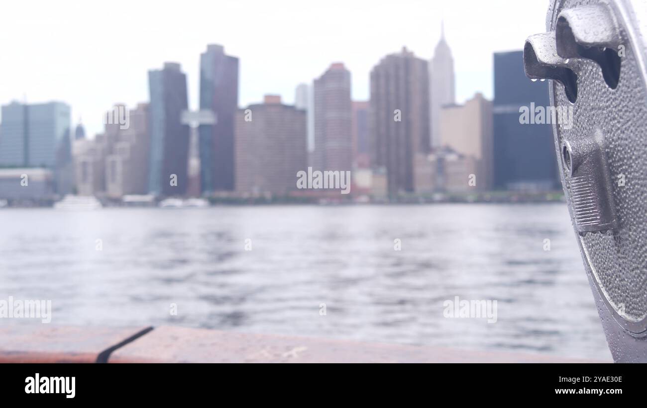 New York City waterfront skyline, Manhattan Midtown buildings ...
