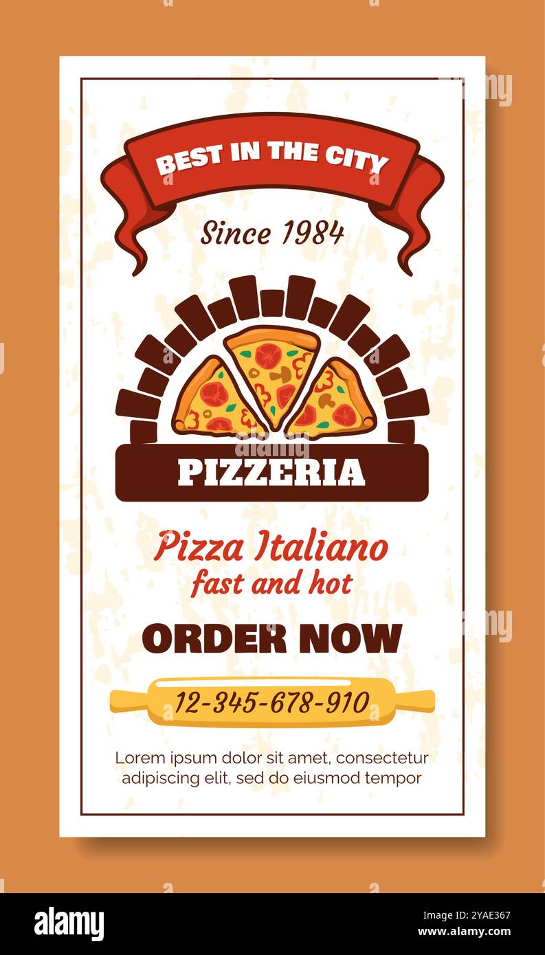 Pizza logo. Pizzeria flyer design. Italian food. Restaurant order ...