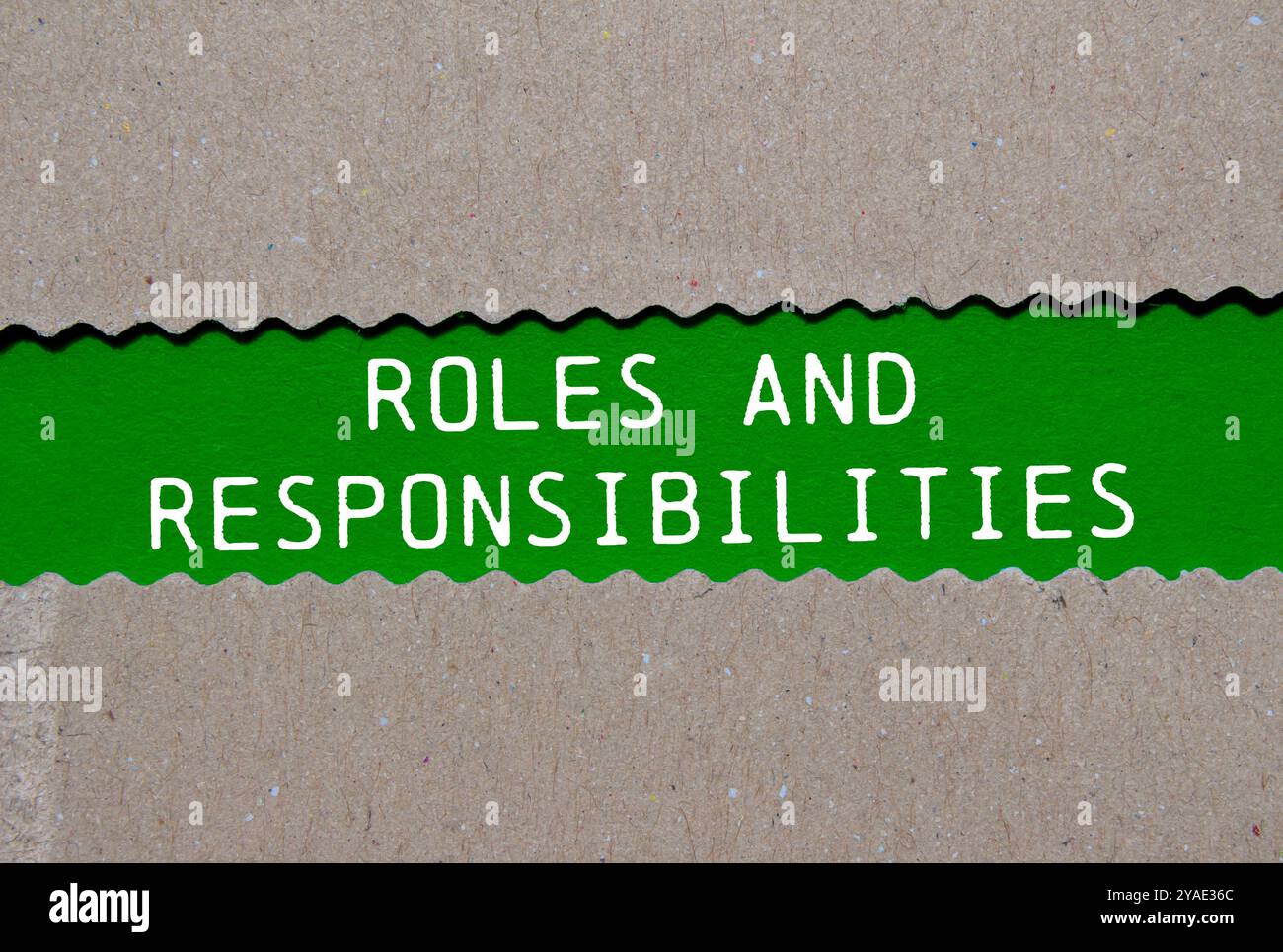 Roles and responsibilities message written on ripped torn paper on ...