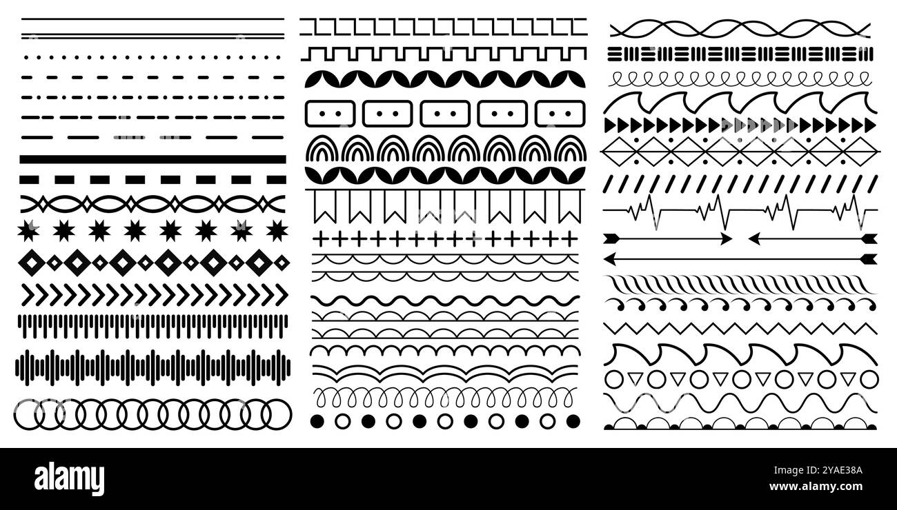 Border lines set. Star, dot and wave frames, simple wavy beak design ...