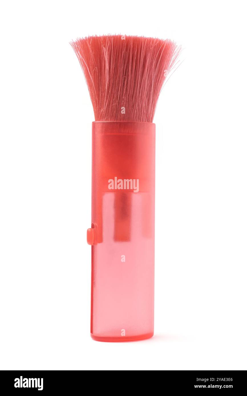 soft red color cleaning bristle brush isolated white background in ...