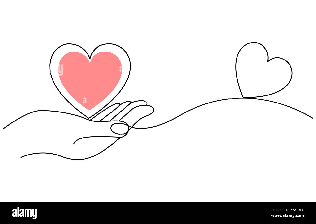 Heart Lines. Continuous heart line drawing Fancy minimalist ...