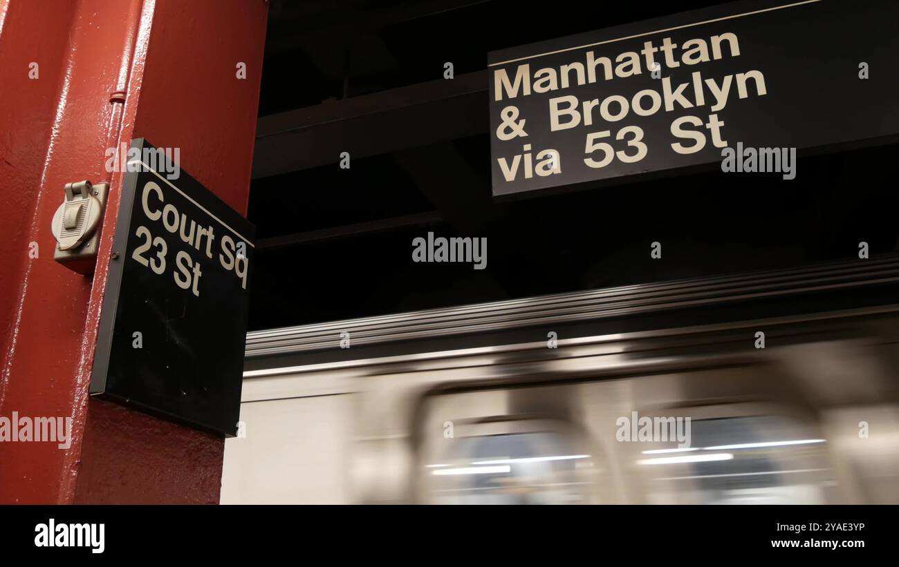 New York City subway station interior, underground metropolitan ...
