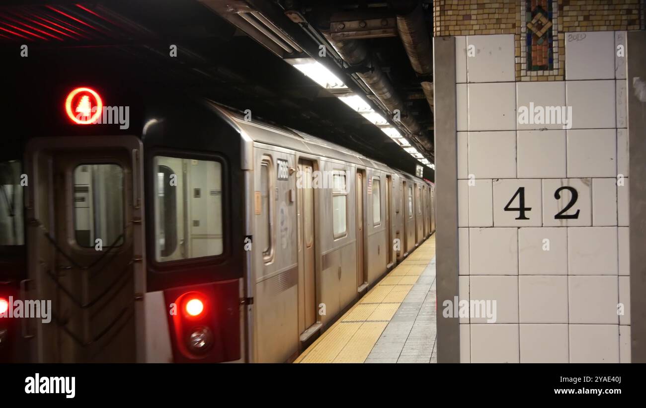 New York City subway station interior, underground metropolitan ...