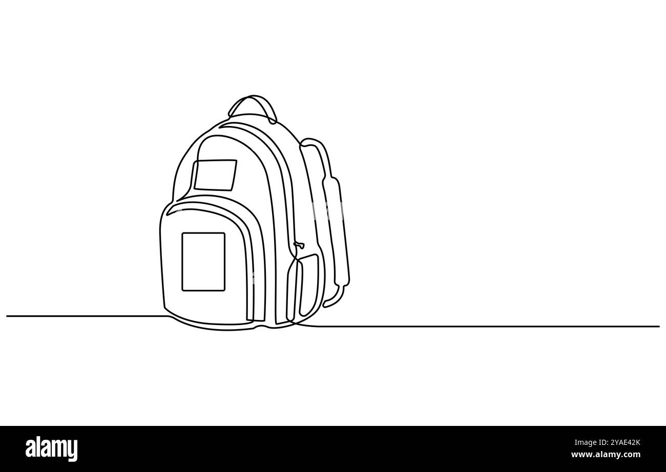 Continuous one line drawing of backpack. One line drawing illustration ...
