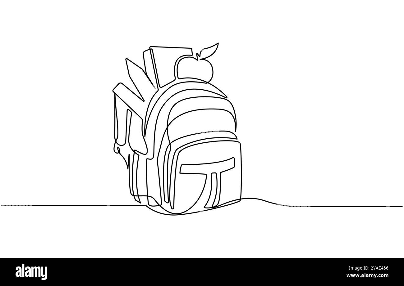 Continuous one line drawing of backpack. One line drawing illustration ...