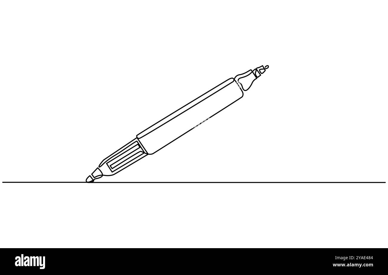 One continuous line of pen writing on a sheet. Vector illustration ...