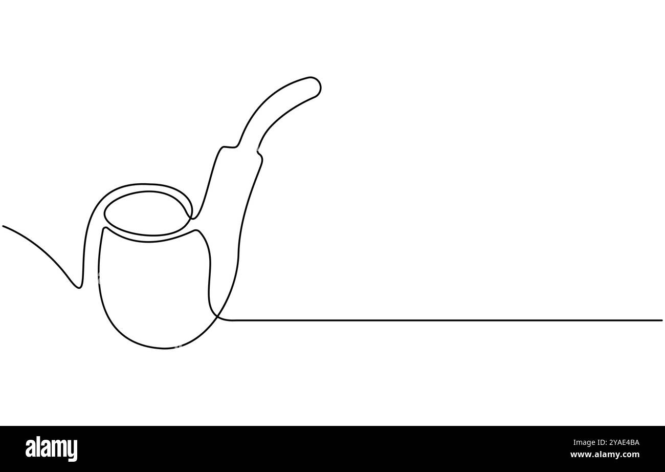Continuous one line drawing of tobacco pipe. Simple smoking pipe ...