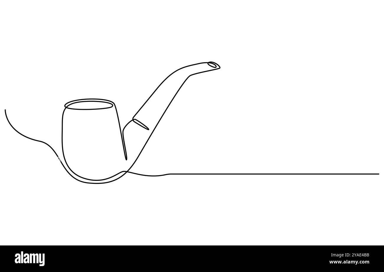 Continuous one line drawing of tobacco pipe. Simple smoking pipe ...