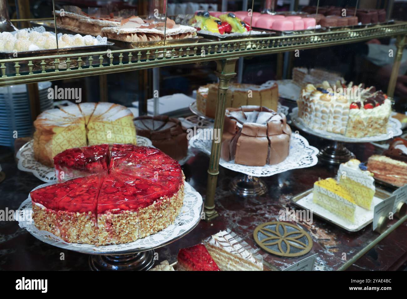 Vienna, Austria - April 25, 2024: Cake counter in famous pastry shop ...