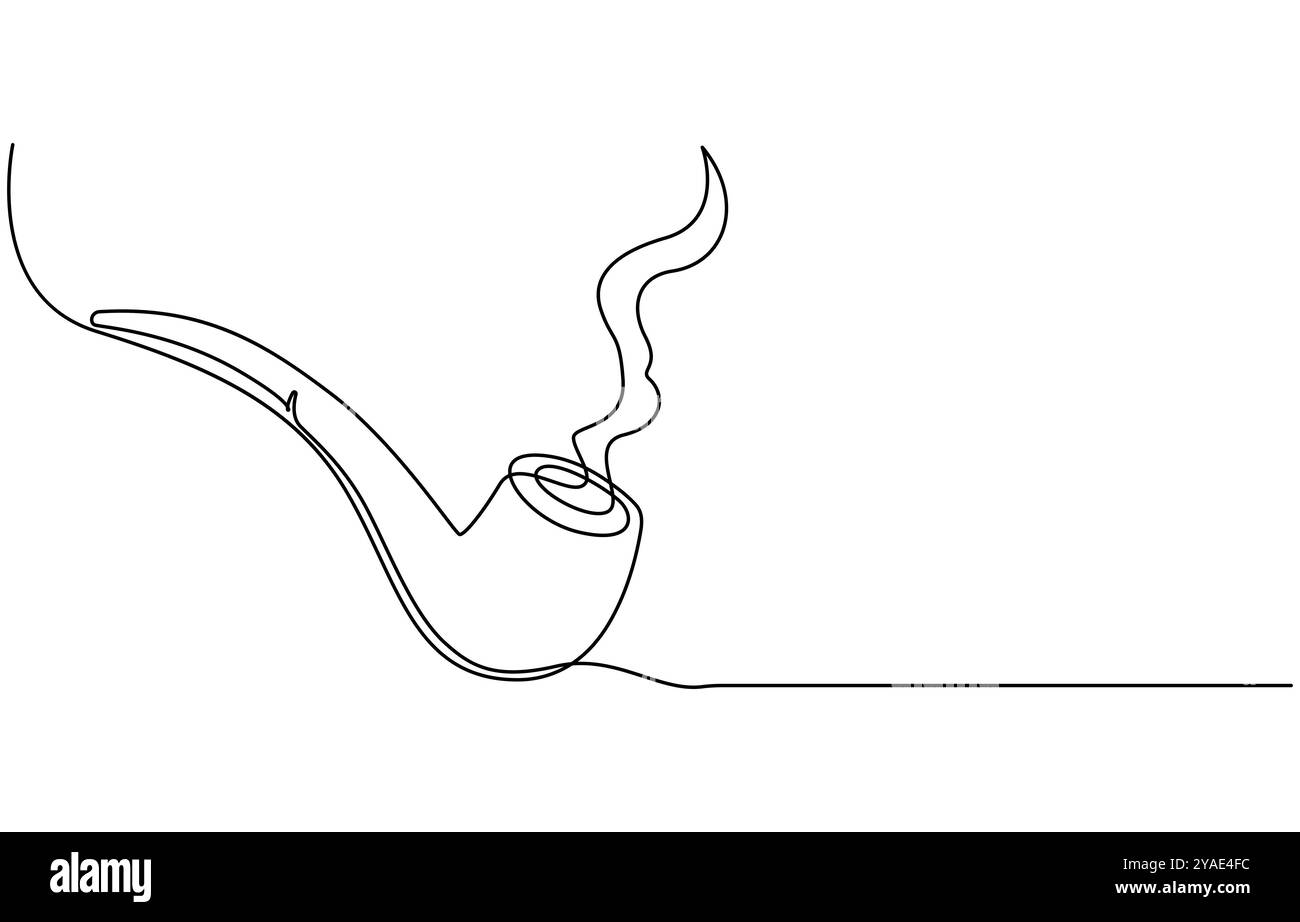 Continuous one line drawing of tobacco pipe. Simple smoking pipe ...