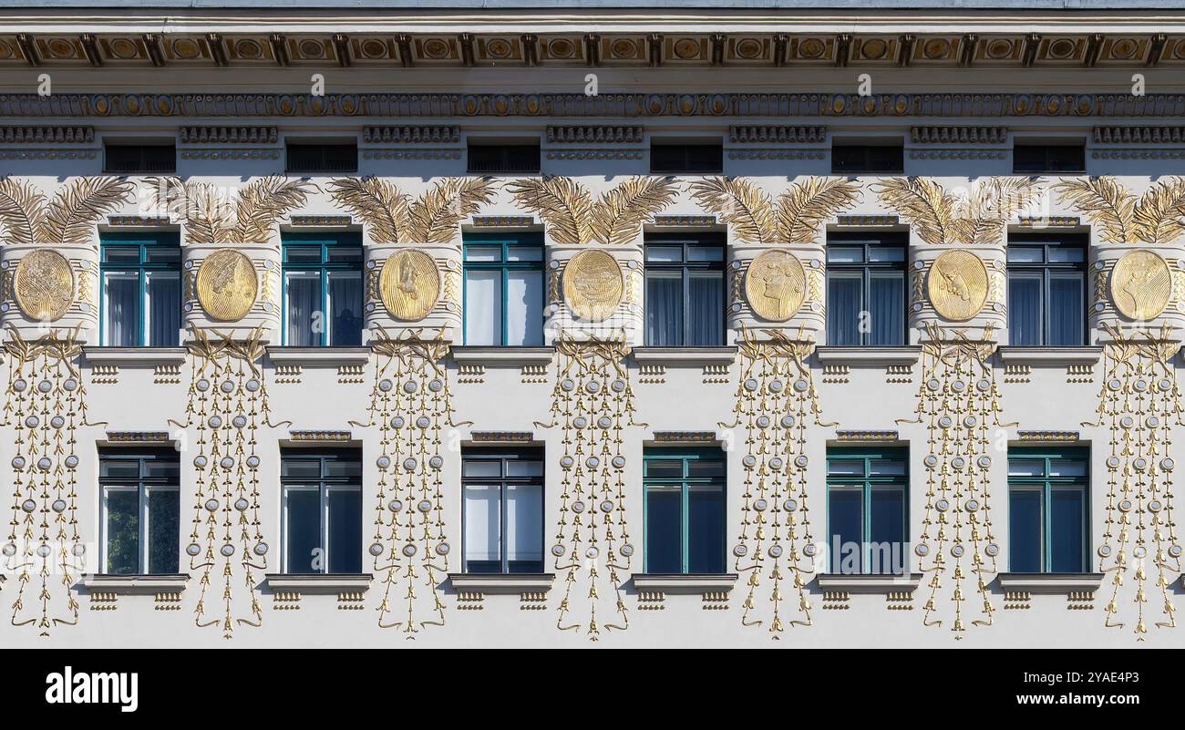 Vienna, Austria - April 26, 2024: Wienzeilenhaus, building projected by ...