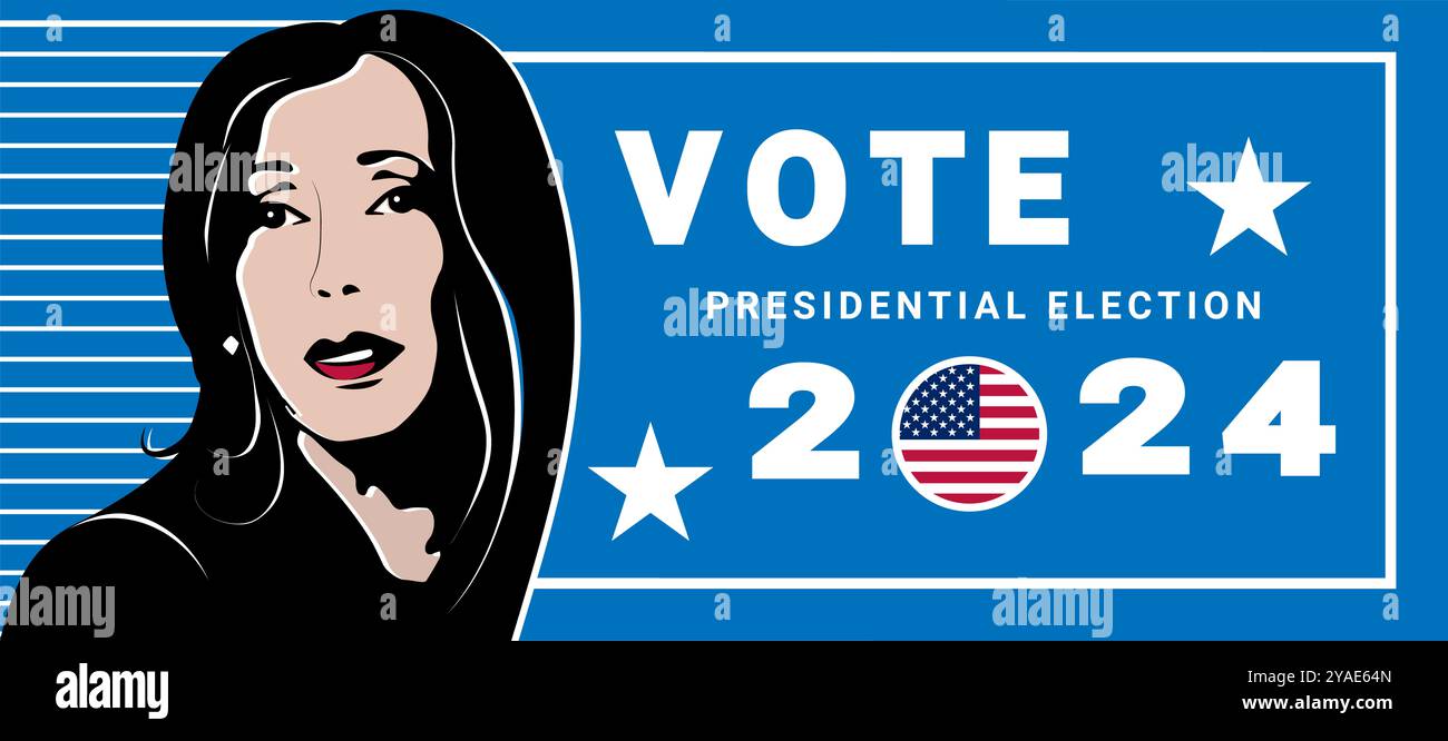 Kamala Harris 2024 Vote Presidential Election. Illustration of Democrat ...