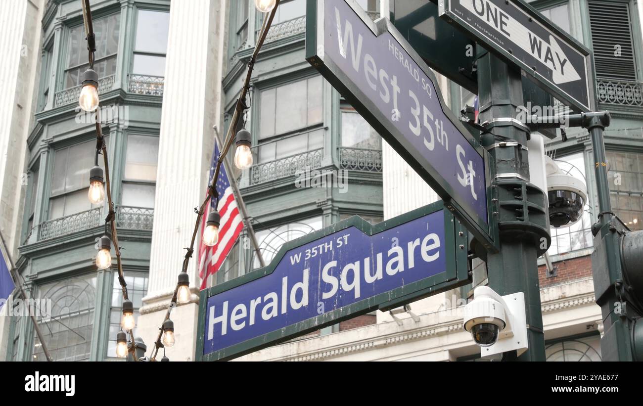 New York City crossroad, Manhattan Broadway street intersection road ...