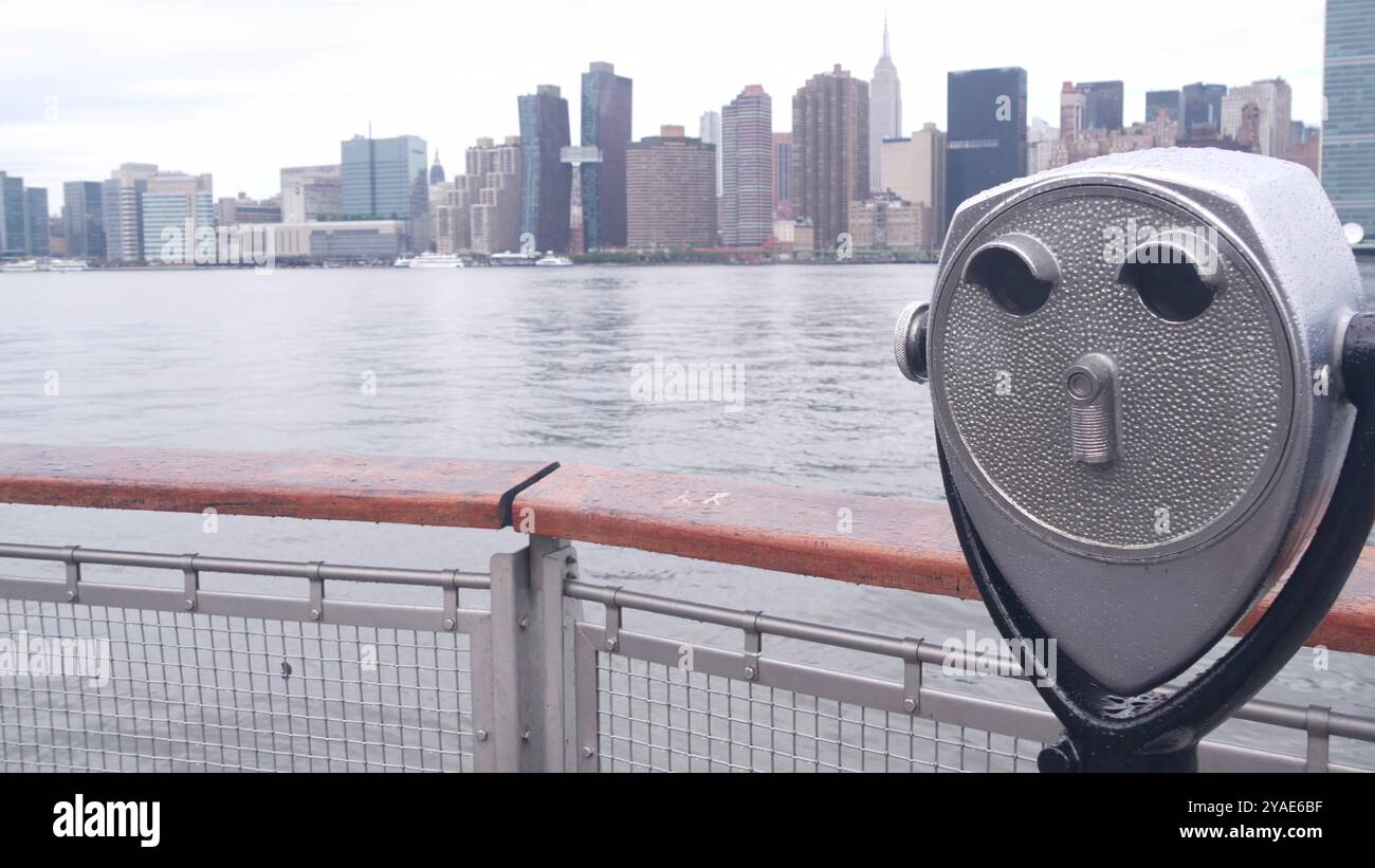 New York City waterfront skyline, Manhattan Midtown buildings ...
