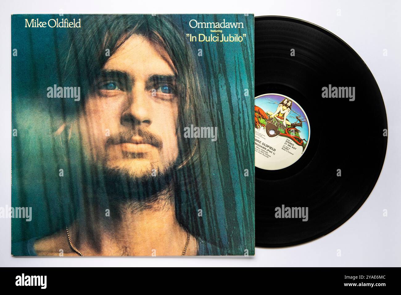 LP cover and vinyl of Ommadawn, the third studio album by Mike Oldfield, which was released in ...