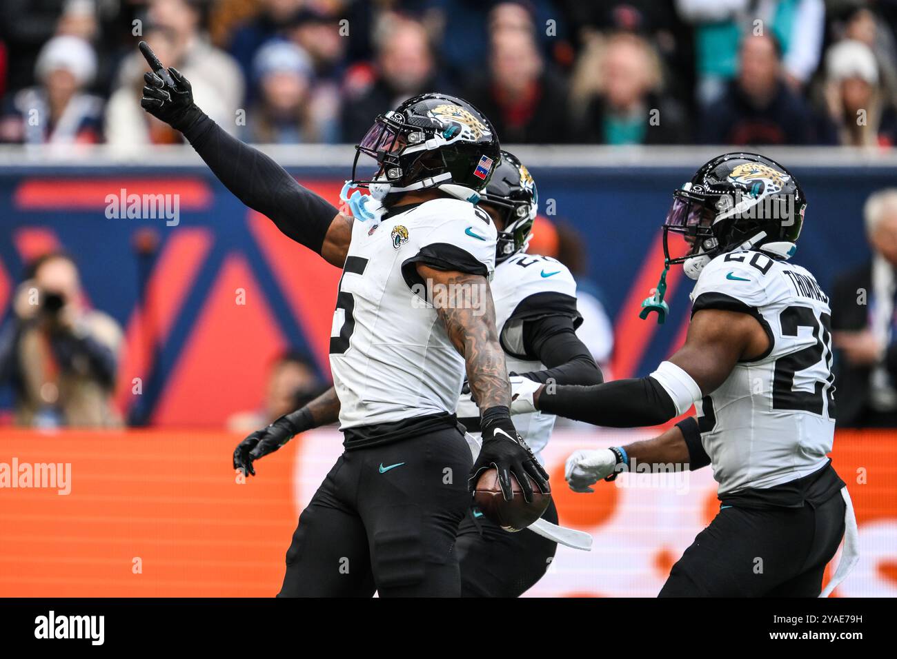Andre Cisco of the Jacksonville Jaguars celebrates intercepting the ...
