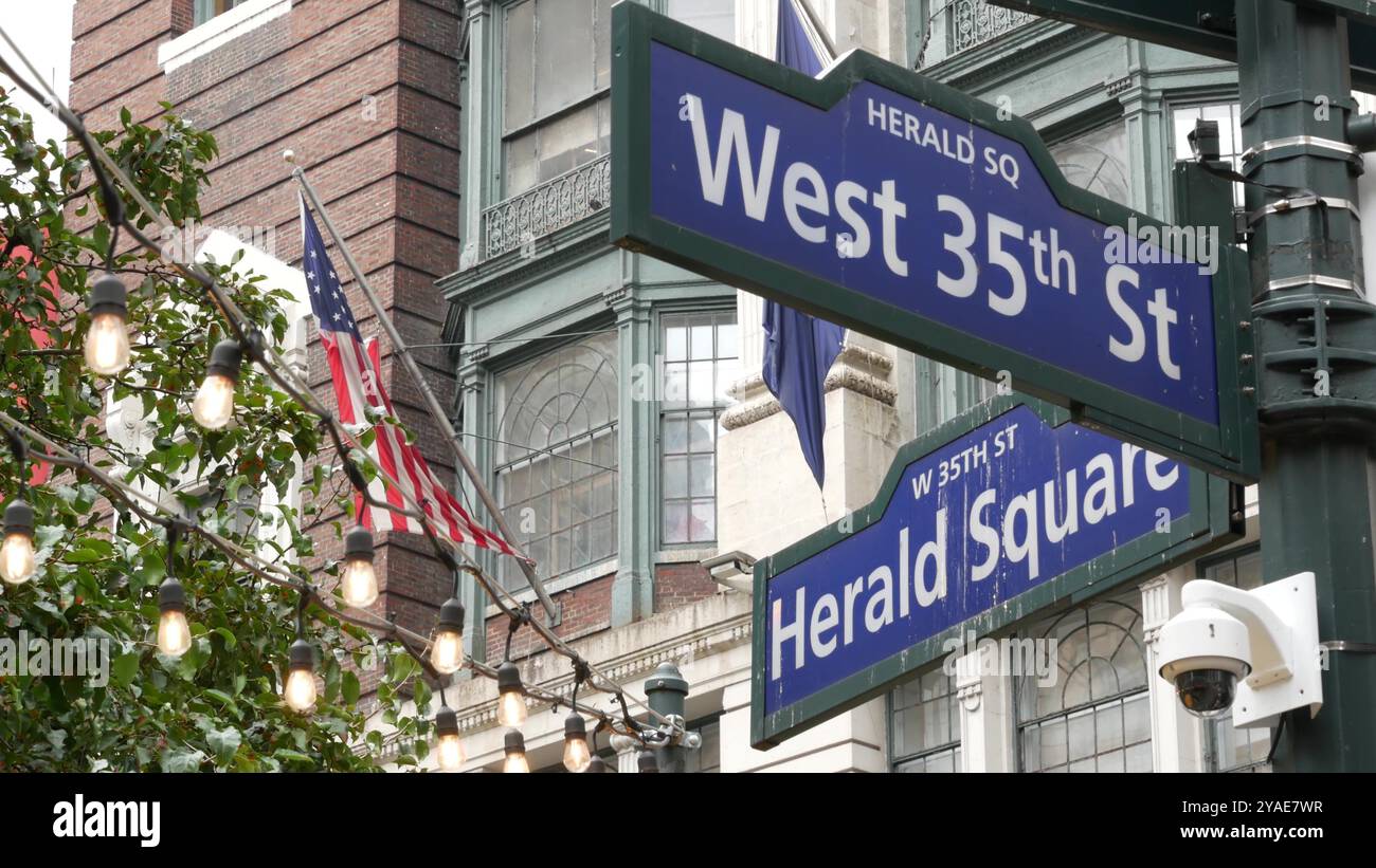 New York City crossroad, Manhattan Broadway street intersection road ...